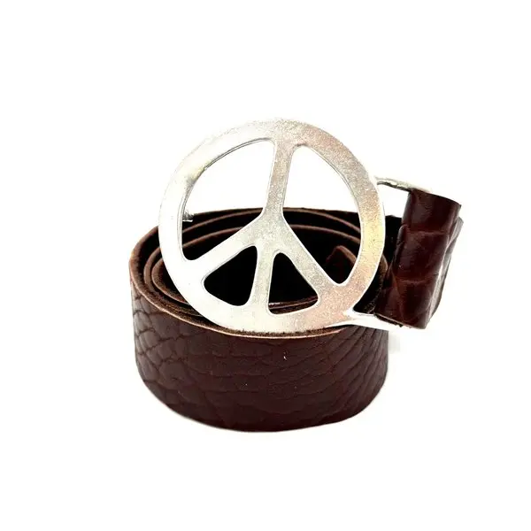 LYNN TALLERICO Peace Belt In Pewter Small Medium - Brown