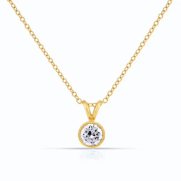 AVIR NEW YORK Solid Gold Bezel Set Round Lab Grown Diamond One Carat Total Weight Pendant - Yellow