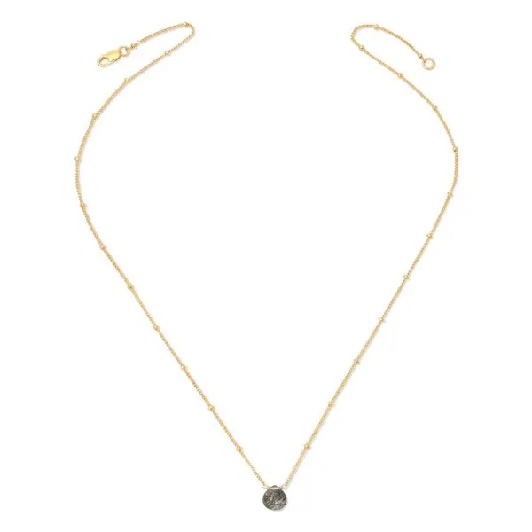 HEATHER HAWKINS Satellite Tiny Gemstone Necklace Gold-filled Tourmaline Quartz - Black