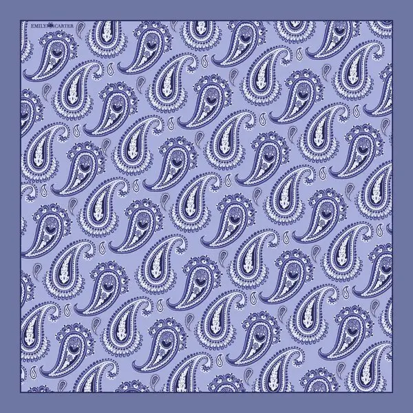 EMILY CARTER The Paisley Pocket Square Grey - Blue