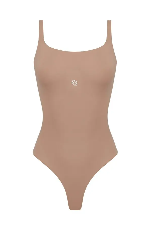 GOD SAVE QUEENS Neutrals Second Skin Square-neck Bodysuit Nude - Brown
