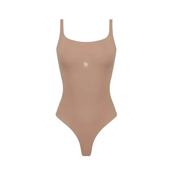 GOD SAVE QUEENS Neutrals Second Skin Square-neck Bodysuit Nude - Brown