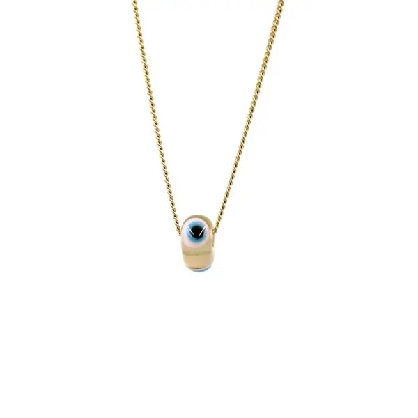 1610ISTANBUL Evil Eye Butter Yellow Necklace - Gold