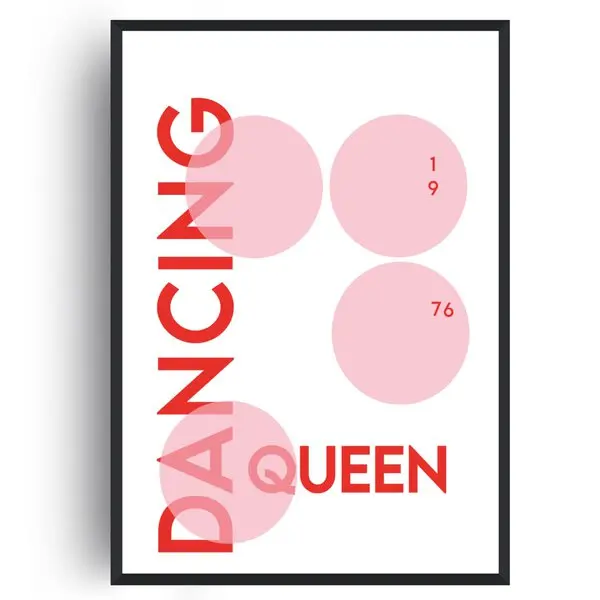 FANCLUB Dancing Queen Music Retro Art Print A2 - White