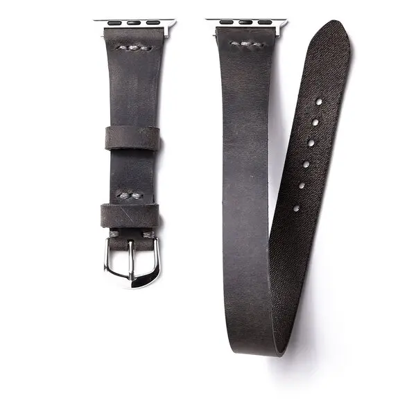 ROARCRAFT Double Tour Apple Watch Leather Strap Gray - Grey