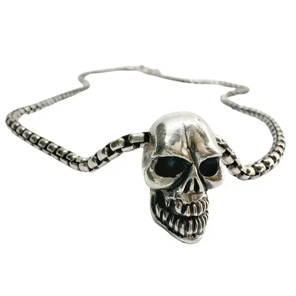 TG-JEWELLERY BY TAMARA GERVASIO Silver / Black Skull Box Chain T-bar In Sterling Silver - Silver/black