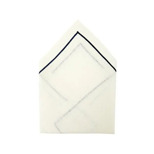 KM HOME COLLECTION Navy Stripped Linen Napkins Set Of Two - White