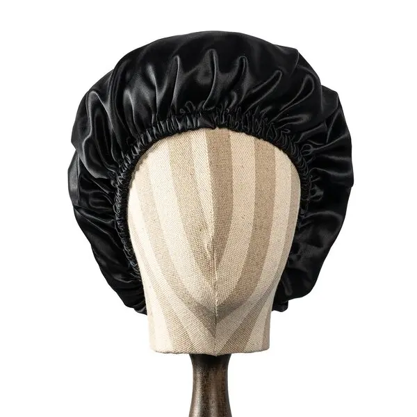 SOFT STROKES SILK Pure Mulberry Silk Double Layer Bonnet Dark Night - Black