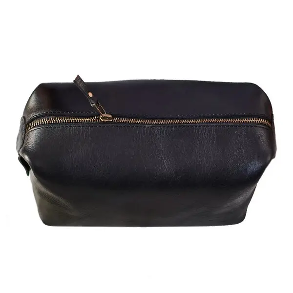 VIDA VIDA Deluxe Leather Wash Bag - Black