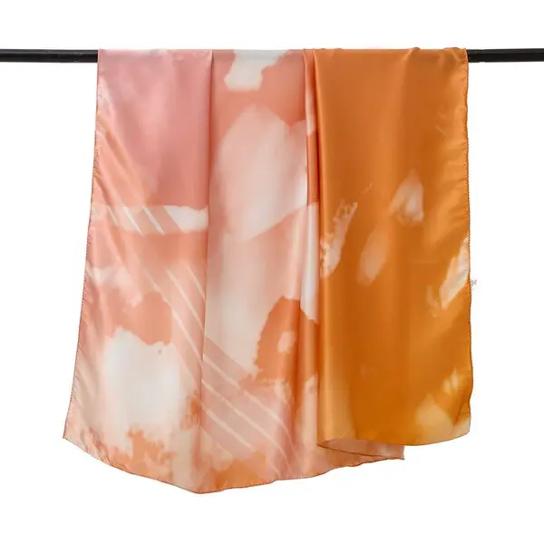 ESSENTY-PARIS Inner Transformation Design – French Satin Silk Scarf - Orange
