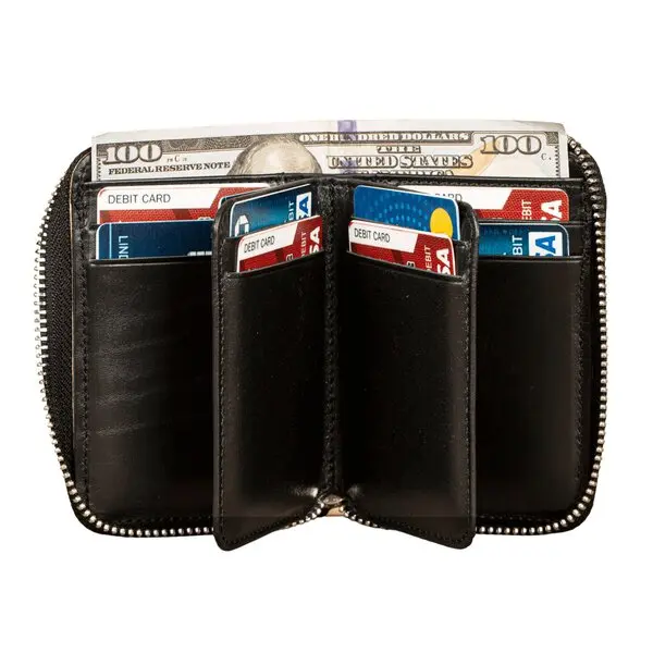 LEATHERE Premium Leather Zipper Wallet Anniston - Black