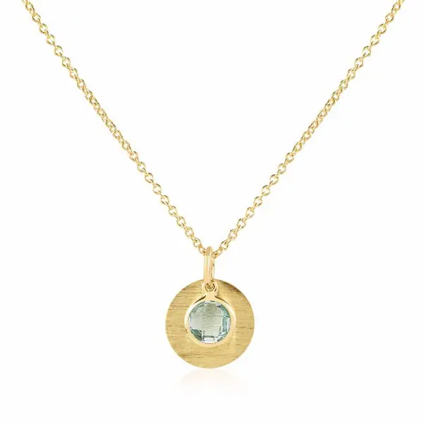 AUREE JEWELLERY Gold / Blue Bali 9ct Gold March Birthstone Necklace Blue Topaz - Gold/blue