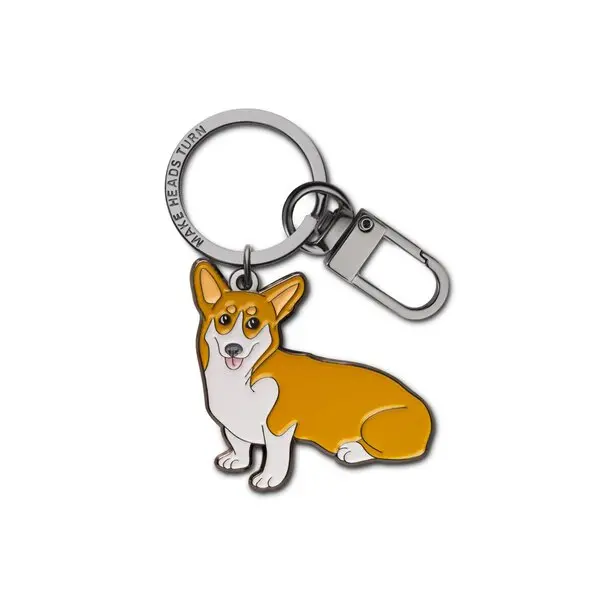 MAKE HEADS TURN Brown / Black Enamel Keychain & Bag Charm Queen's Corgi - Brown/black
