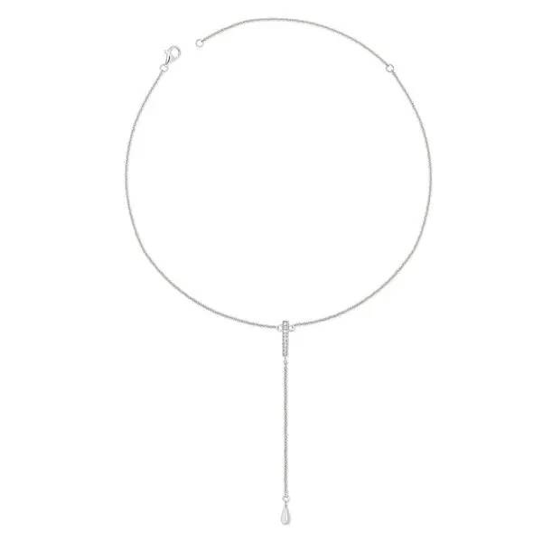 LUCY QUARTERMAINE Solid Sterling Skinny Drip Long Pendant With White Topaz - Silver