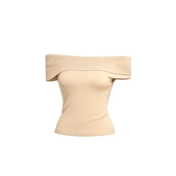 TANTRA SPAIN SL Neutrals Knitted Top With Lurex, Boat Neck - Beige