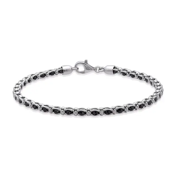 ALTAR™ ORNAMENTS CO. Silver / Black Monna Bracelet| Sterling Silver & Black Zirconia Tennis Bracelet Altar - Silver/black