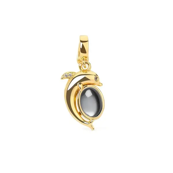 FREQNC ATELIER Mini Dolphin Charm Gold Mother Of Pearl - Black