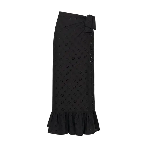 SUNSHINE TIENDA Eyelet Vienna Sarong - Black