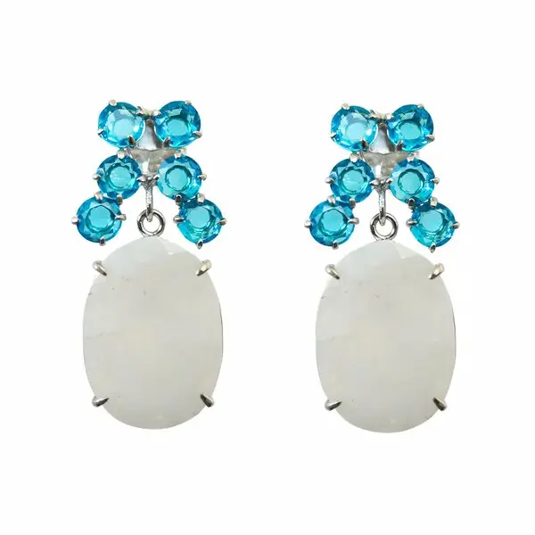 Bounkit Blue / White Seattle Earrings Clip On - Blue/white