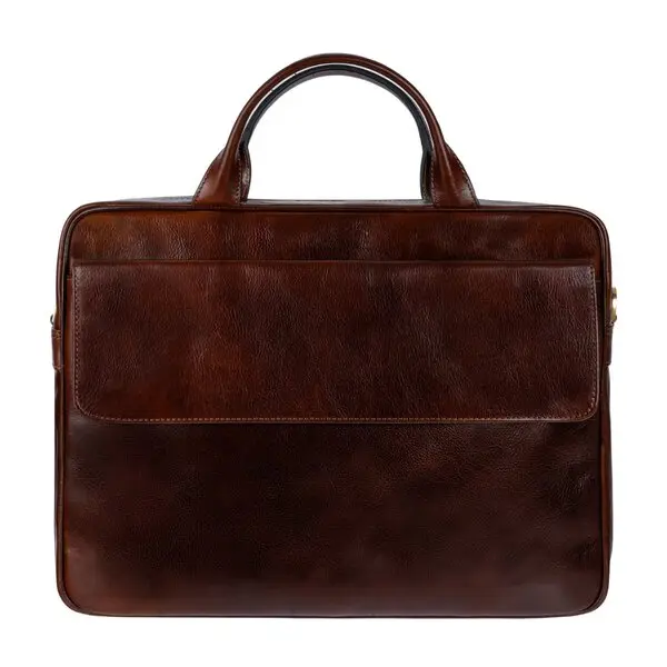 TIME RESISTANCE Leather Briefcase Laptop Bag The Sheltering Sky - Brown