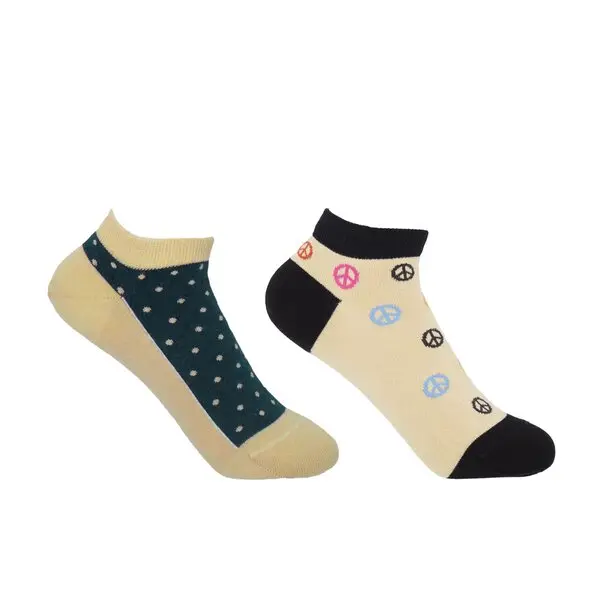 PEPER HAROW - MADE IN ENGLAND Neutrals Peace & Organic Polka Trainer Socks Bundle - Beige