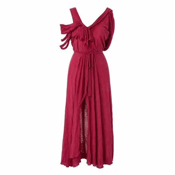 Miro Misljen Asymmetrical Cutout Jersey Maxi Dress - Red