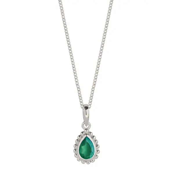 CHARLOTTE'S WEB JEWELLERY Green / Silver May Birthstone Sterling Silver Necklace Green Onyx - Green/silver