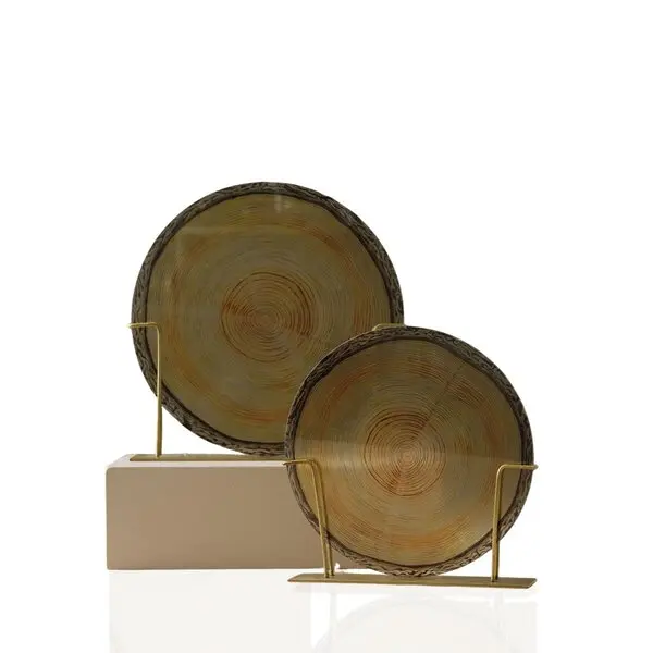 MARLETH Amber Rainbow Spiral Glass Decorative Plates Set