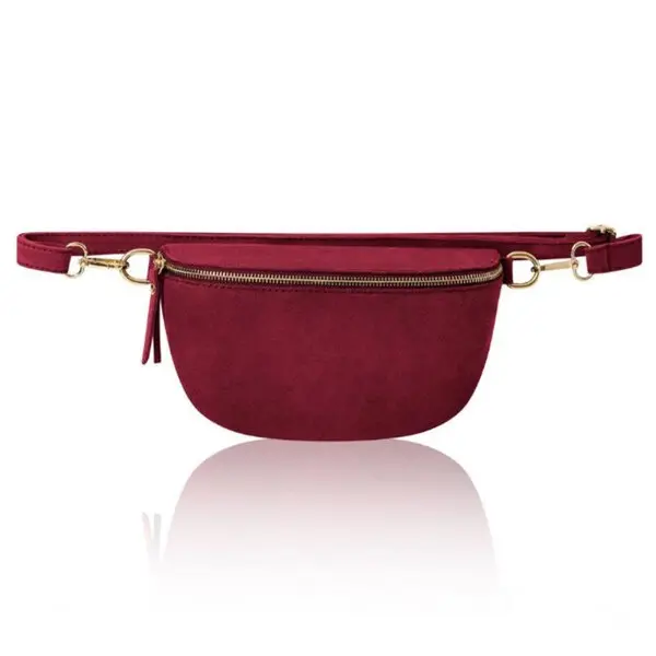 BETSY & FLOSS Rivoli Suede Crossbody And Waist Bag In Dark - Red