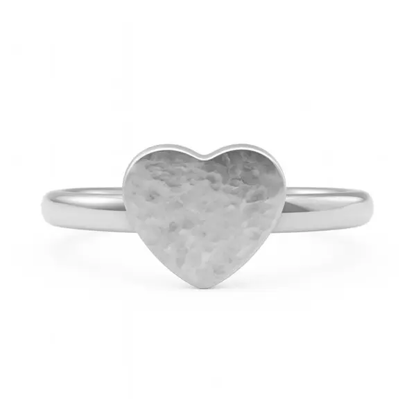 UNALOE Large Hammered Heart Ring In Sterling Adjustable Bold Love Statet - Silver