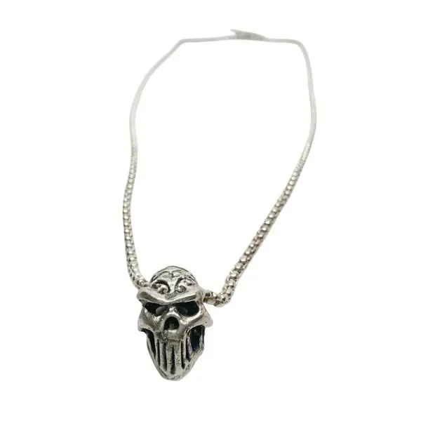 TG-JEWELLERY BY TAMARA GERVASIO Silver / Black Hand-carved Tribal Skull Pendant In Sterling Silver With T-bar - Silver/black