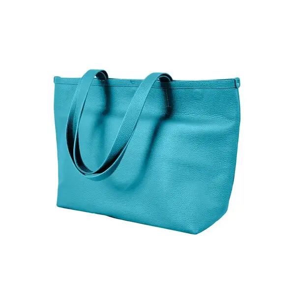 GODI. The Eva Handmade Leather Tote Bag In Turquoise - Blue