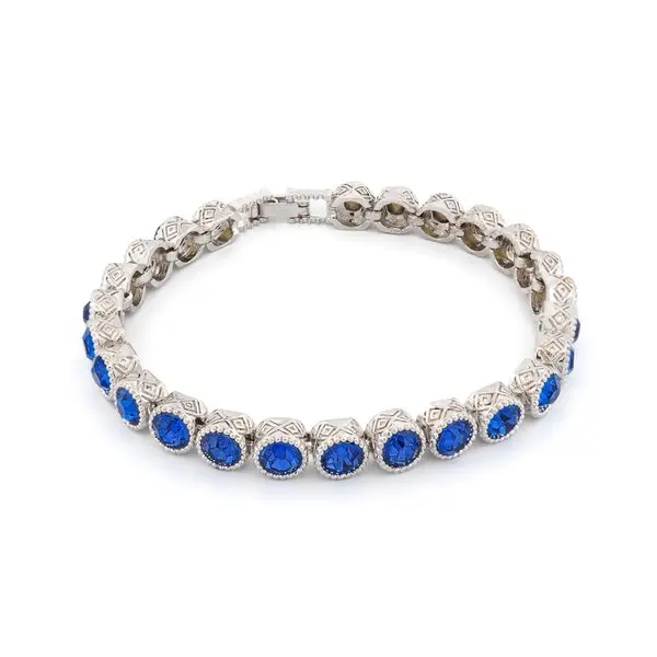 EBRU JEWELRY Blue / Silver Blue Sapphire Tennis Mystic Silver Bracelet Blue - Blue/silver