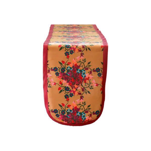 SOPHIE WILLIAMSON DESIGN Orange / Red Small Table Runner Golden Orange And Fuchsia With A Bold Flower Print - Orange/red