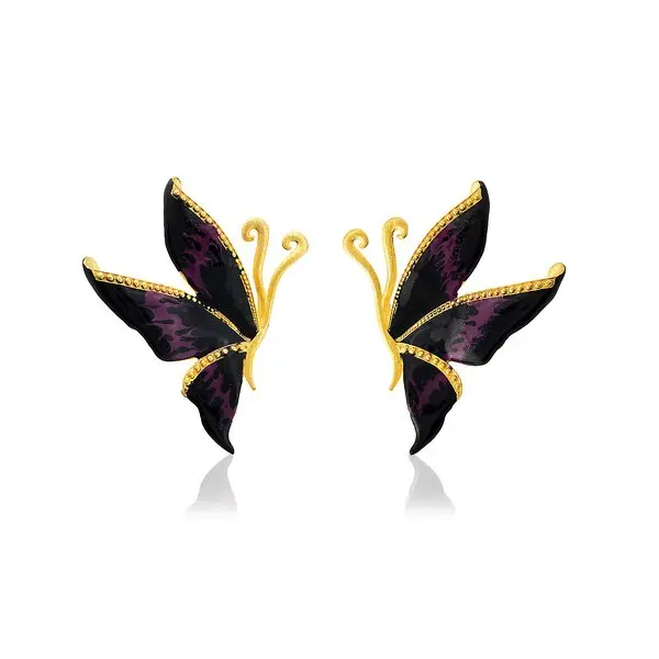 MILOU JEWELRY Purple Butterfly Earrings - Black