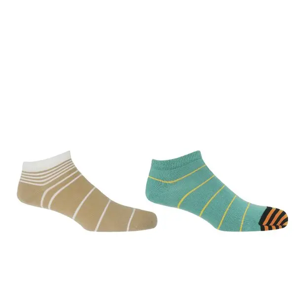 PEPER HAROW - MADE IN ENGLAND Retro Stripe Cream & Thin Stripe Teal Trainer Socks Bundle - Blue/white