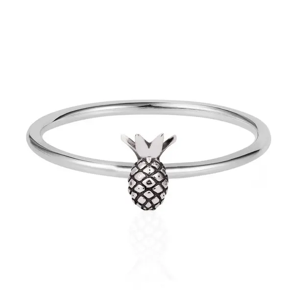 LEE RENEE Black / Silver Tiny Pineapple Ring Silver