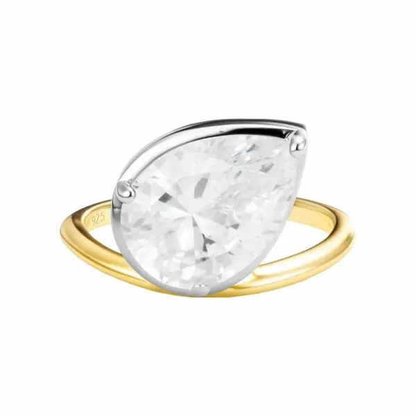 ONEWILDONE Gold / Silver You Got This Pear Cut Halo Ring - Gold/silver