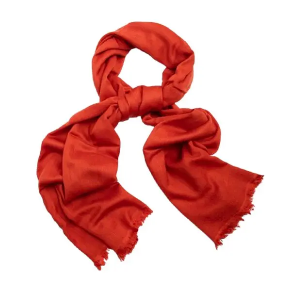 Saachi Cashmere Silk A Eyelash Coral Scarf - Orange