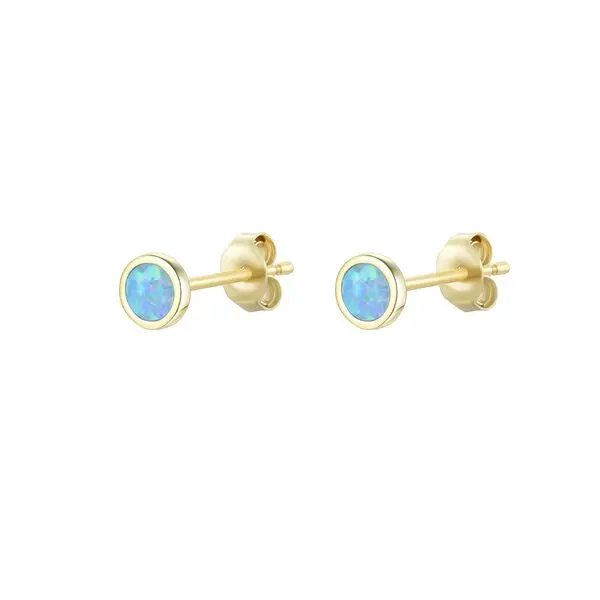 KAMARIA Round Opal Stud Earrings Green