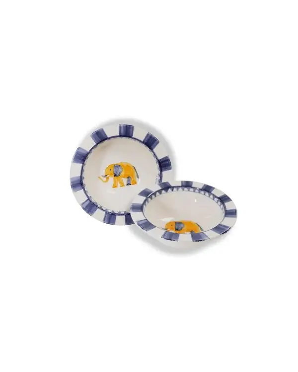 Mojjere Faience Soup Bowl Animal Design Indigo - Blue