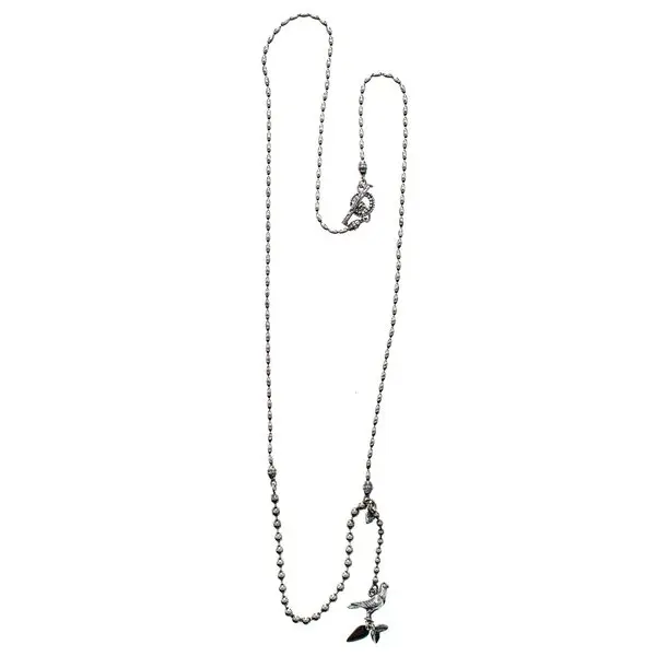 GEM KINGDOM Black / Silver Sterling Silver Dove Necklace Black M - Black/silver
