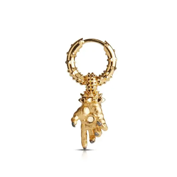KASUN LONDON Hand Of The Protector Earrings June Moonstone Vermeil - Gold