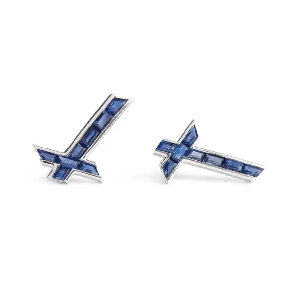 KASUN LONDON Silver / Blue Lucky Star Earrings September Sapphire Silver - Silver/blue