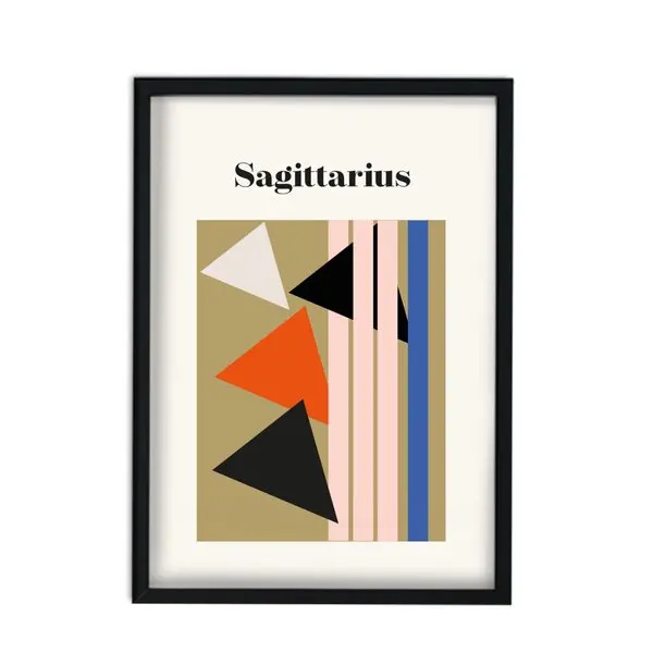 FANCLUB Neutrals / Black / Blue Sagittarius Zodiac Star Sign A3 Art Print - Black/blue
