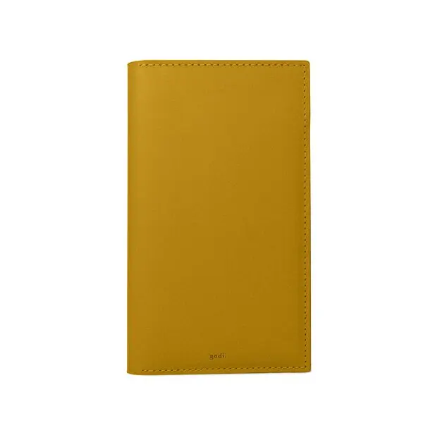 GODI. Handmade Leather Passport & Travel Wallet Amber Yellow - Black