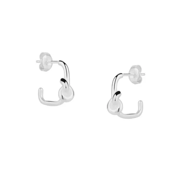 SPERO LONDON Semi Hoop Knot Sterling Earrings - Silver