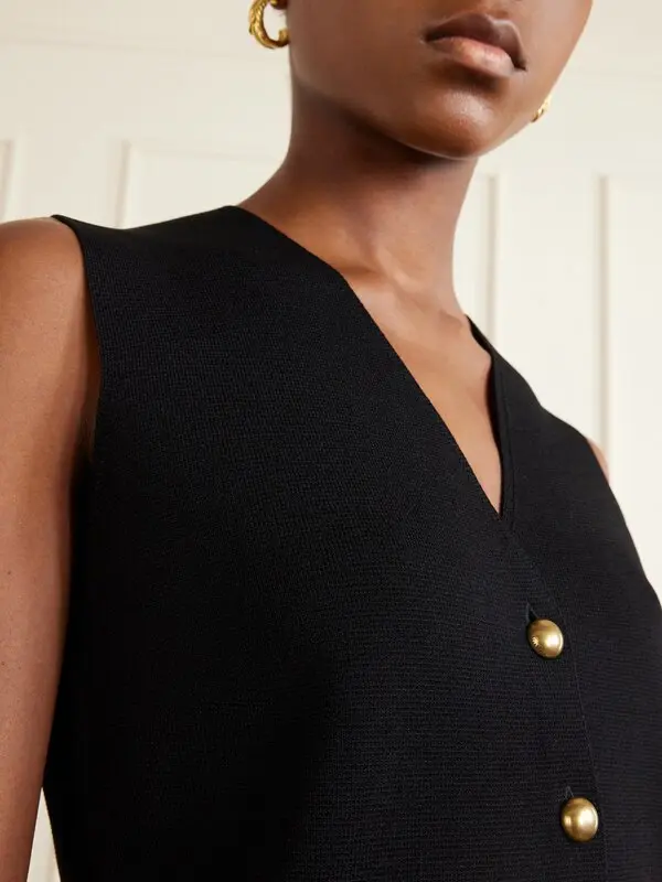 Max Mara Gola Grain De Poudre Vest - Black