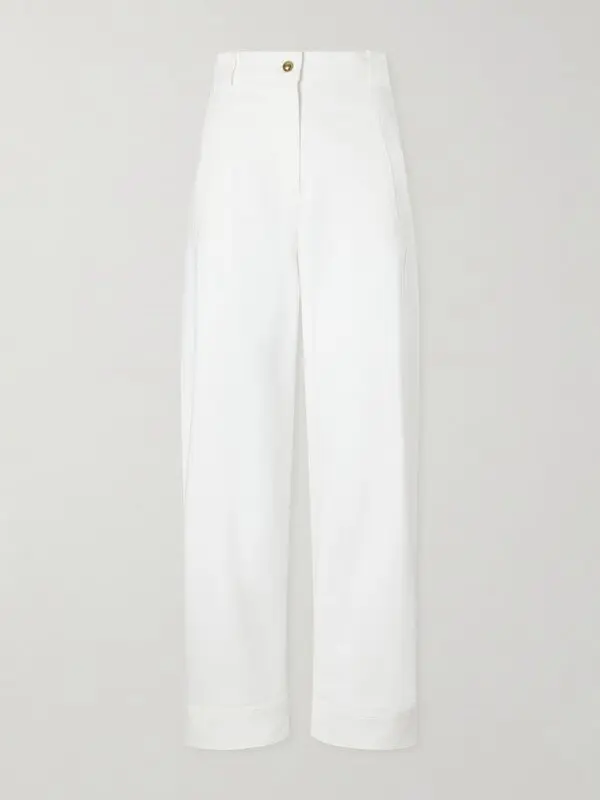 Max Mara Adorni Stretch-cotton High-rise Tapered Pants - White