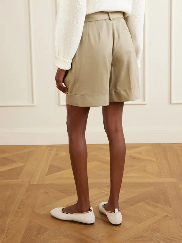Burberry Belted Cotton Gabardine Shorts